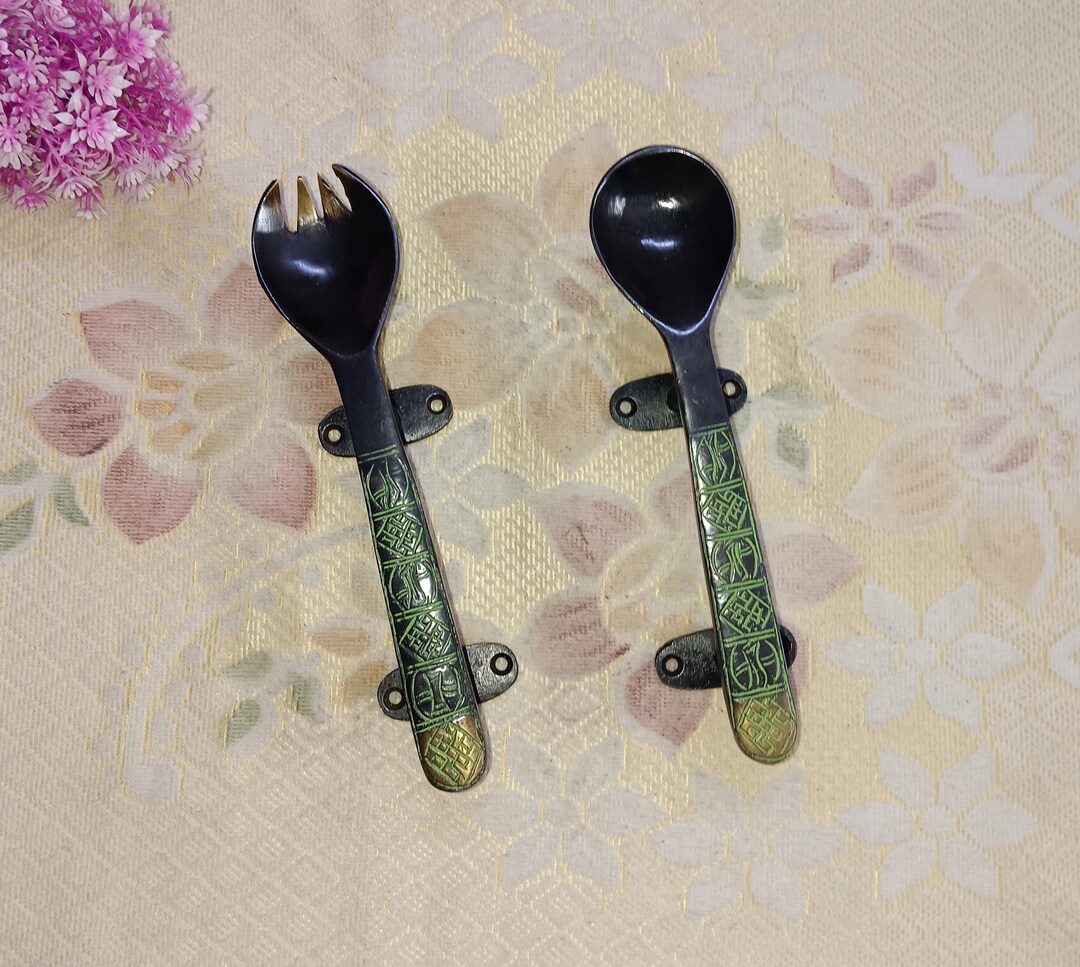 Brass Fork & Spoon Door Handle Set: Restaurant Decor - Etsy
