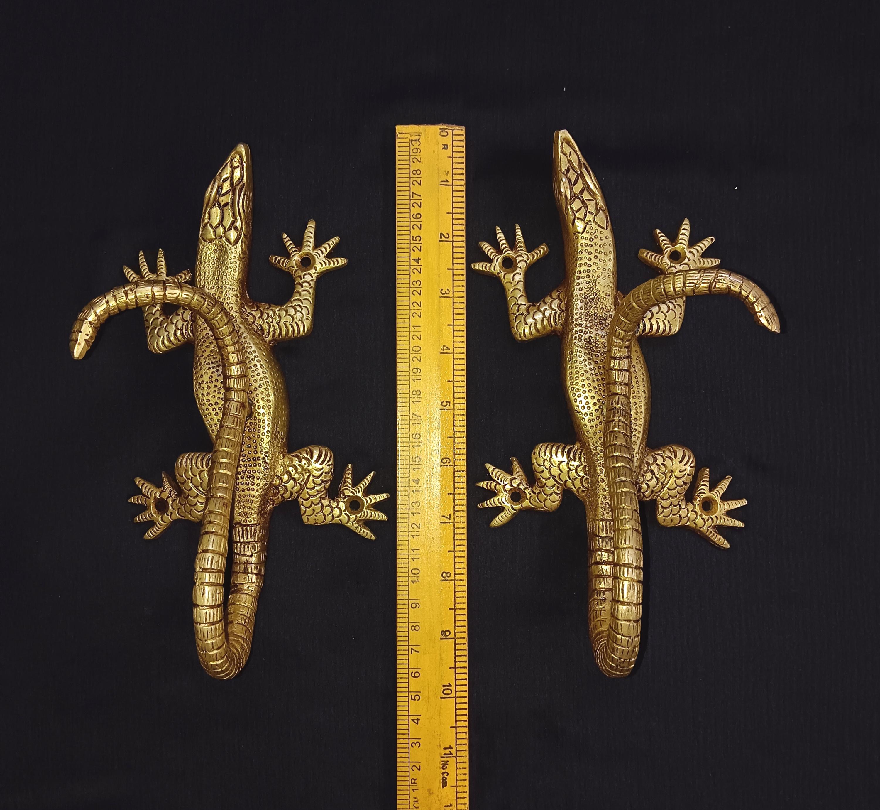 Wild Lizard Design Handle Door Decor | Brass Komodo Dragon Themed Home ...