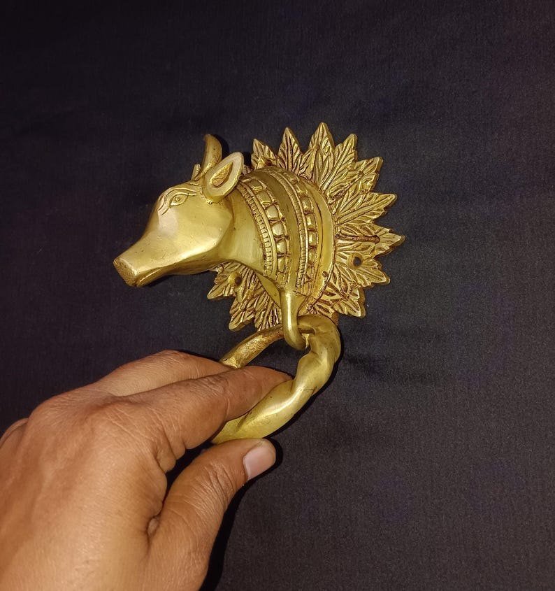 Brass Cattle Animal Themed Outdoor Bell Cow Head Design Unique Door ...