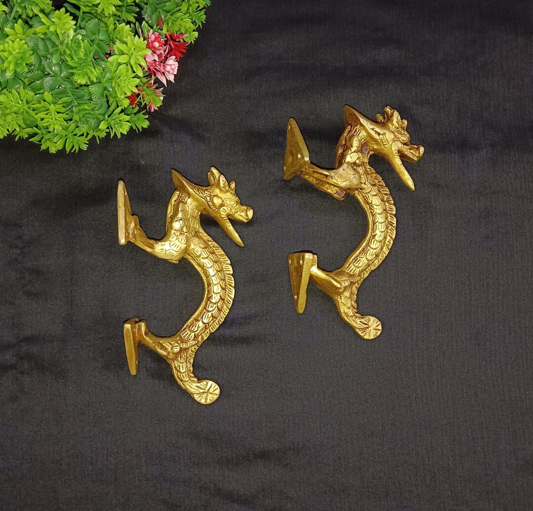 Open Mouth Dragon Door Decorative Handles | Brass Mythical Creatures ...