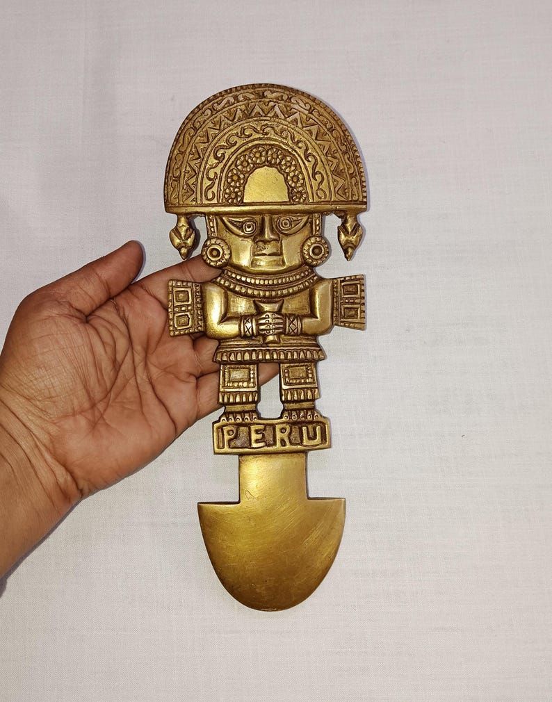 Tumi Peru Shape Wall Mounting Decor | Brass Tibetan Deity Wall Hanging ...