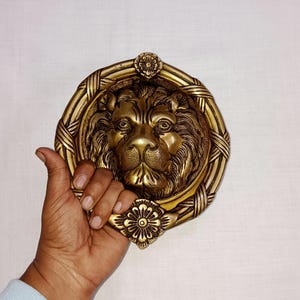 Brass Lion Head Door Knocker | Vintage Style Door Bell - Etsy