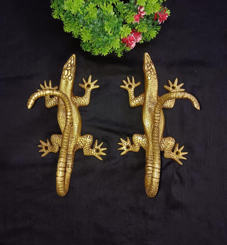 Wild Lizard Design Handle Door Decor Brass Komodo Dragon Themed Home ...