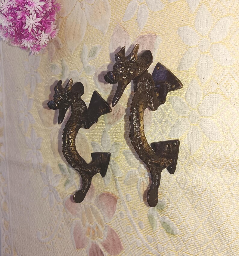 Fire Dragon Inspired Cupboard Handle Set | Brass Griffin Creature ...