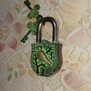 Bird Engraved Safety Door Lock With 02 Keys | Brass Unique Door Padlock ...