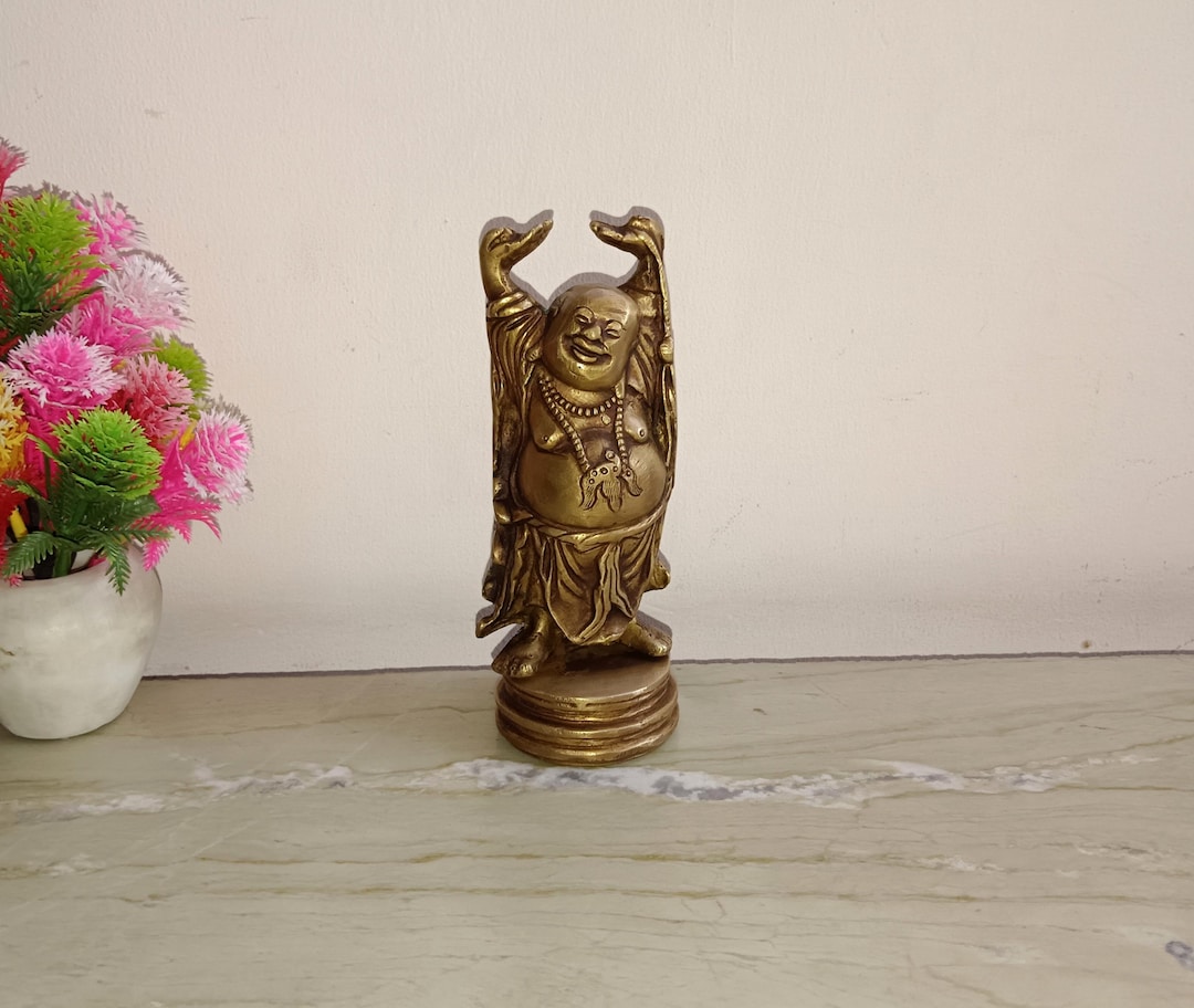 Brass Dancing Chinese Fat Man Statue | Brass Yoga Performing Uncle With ...