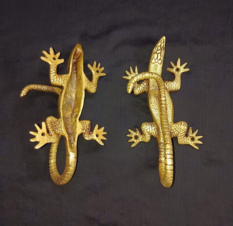 Wild Lizard Design Handle Door Decor Brass Komodo Dragon Themed Home ...