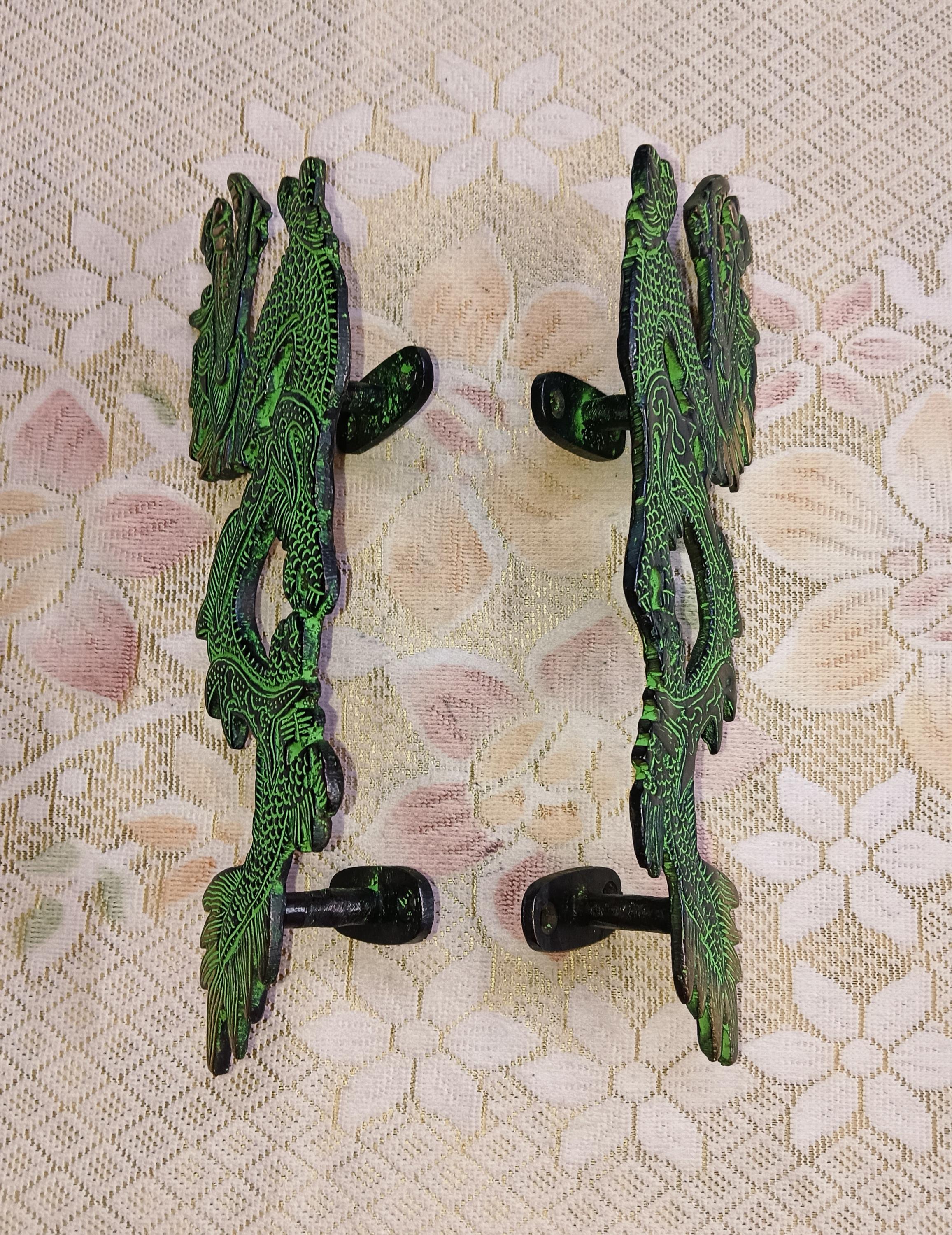 Chinese Dragon Themed Home Door Handle Pair | Brass Samurai Dragon ...