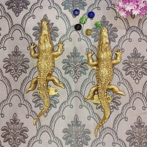 Sea Crocodile Design Main Door Handle Pair | Brass Reptile Alligator ...