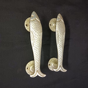 Marine Fish Themed Door Handle Pair | Brass Nautical Creatures Design ...