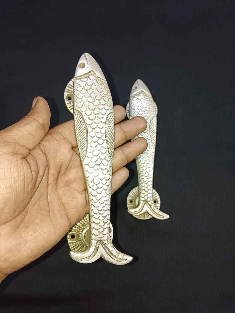 Marine Fish Themed Door Handle Pair | Brass Nautical Creatures Design ...