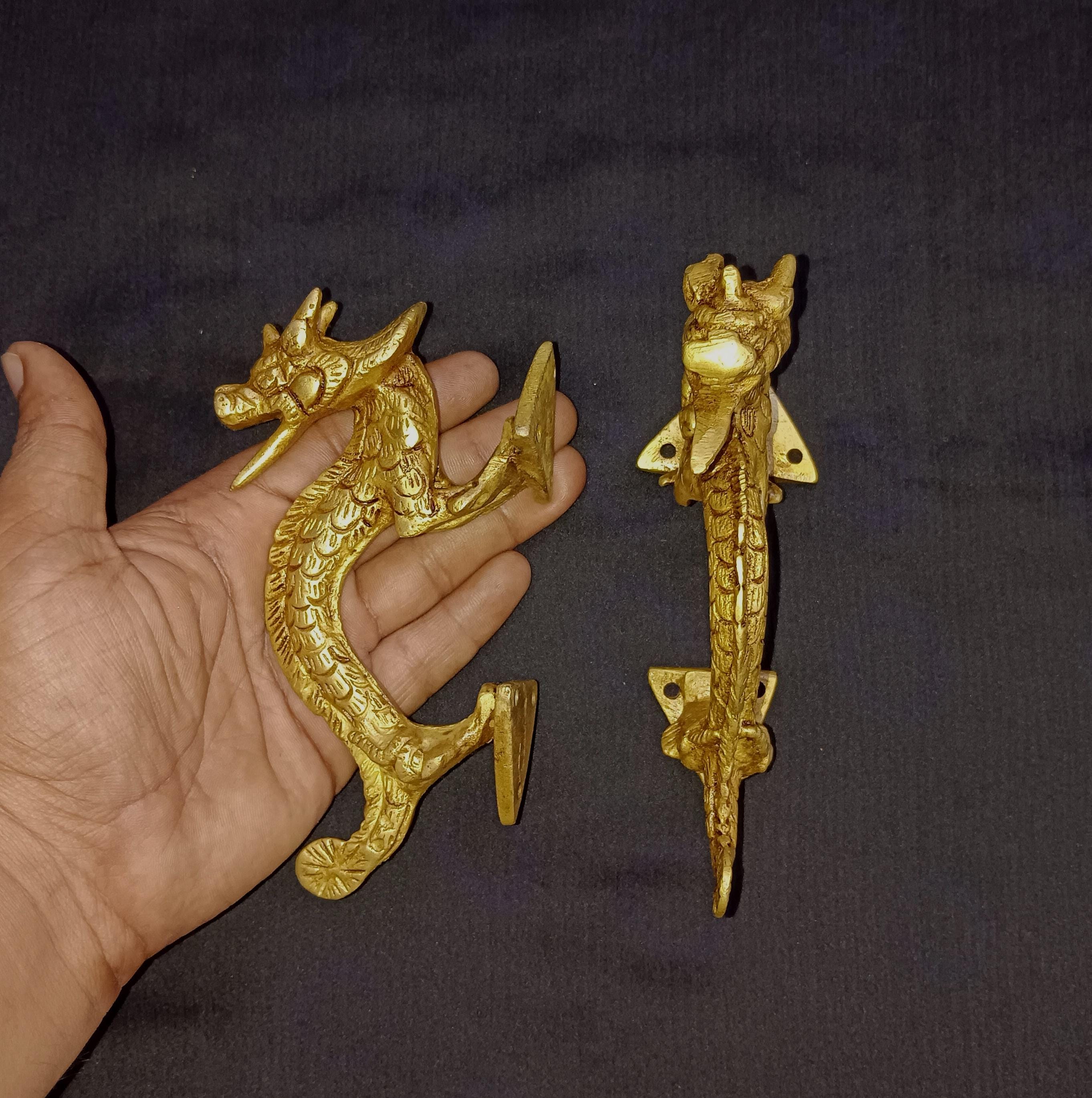 Open Mouth Dragon Door Decorative Handles | Brass Mythical Creatures ...