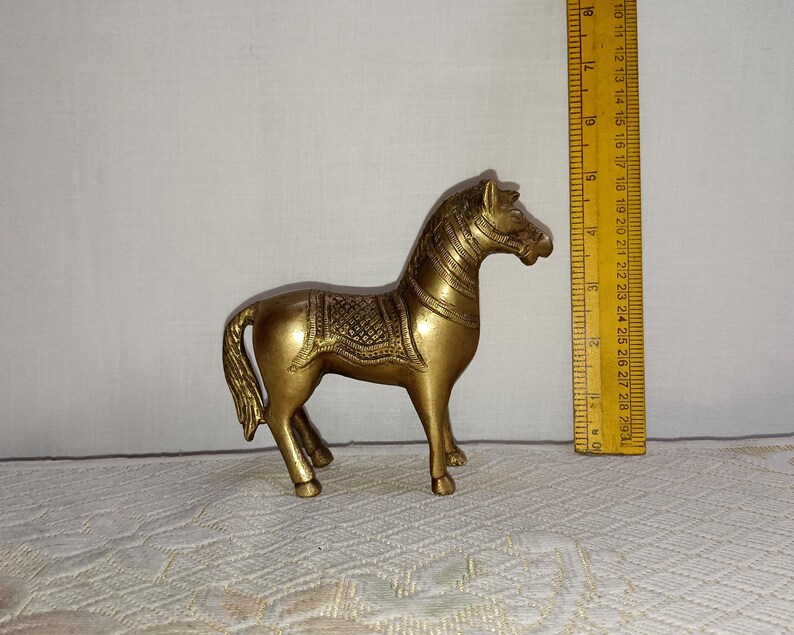 Stallion Horse Statue Shelves Decor | Brass Saddle Pony Horse Sculpture ...