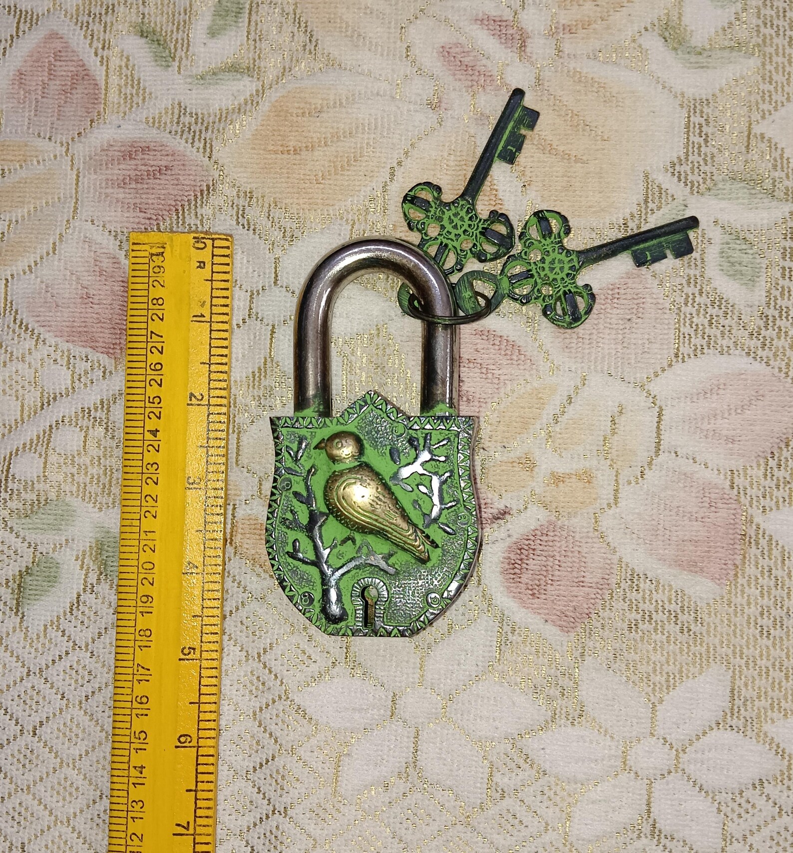 Bird Engraved Safety Door Lock With 02 Keys Brass Unique Door Padlock ...