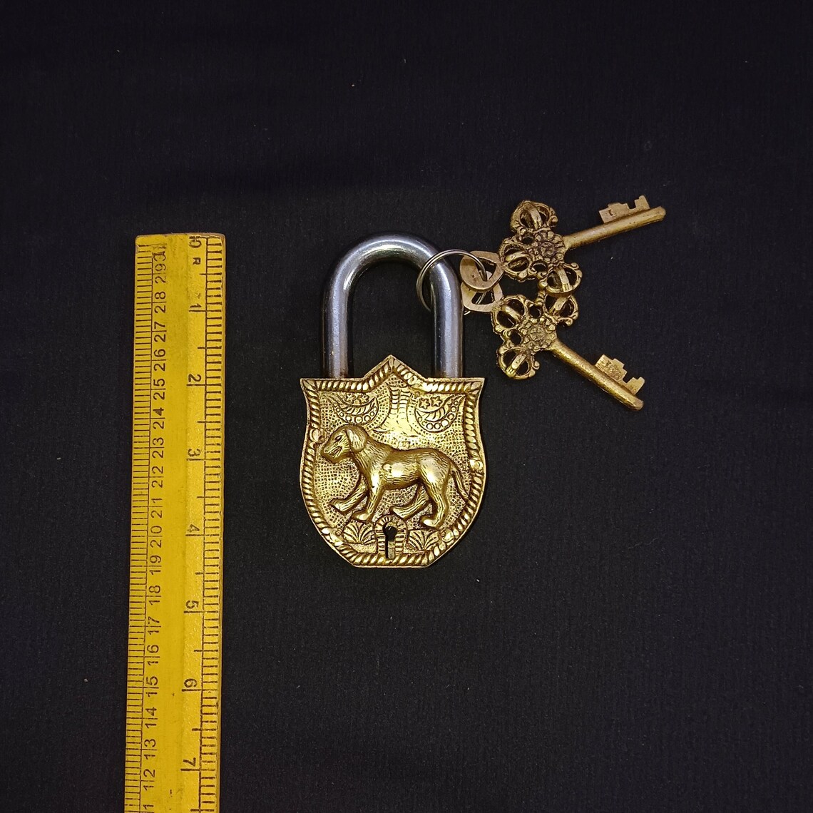 Brass Dog Engraving Safety Lock With 02 Keys | Properly Functional ...