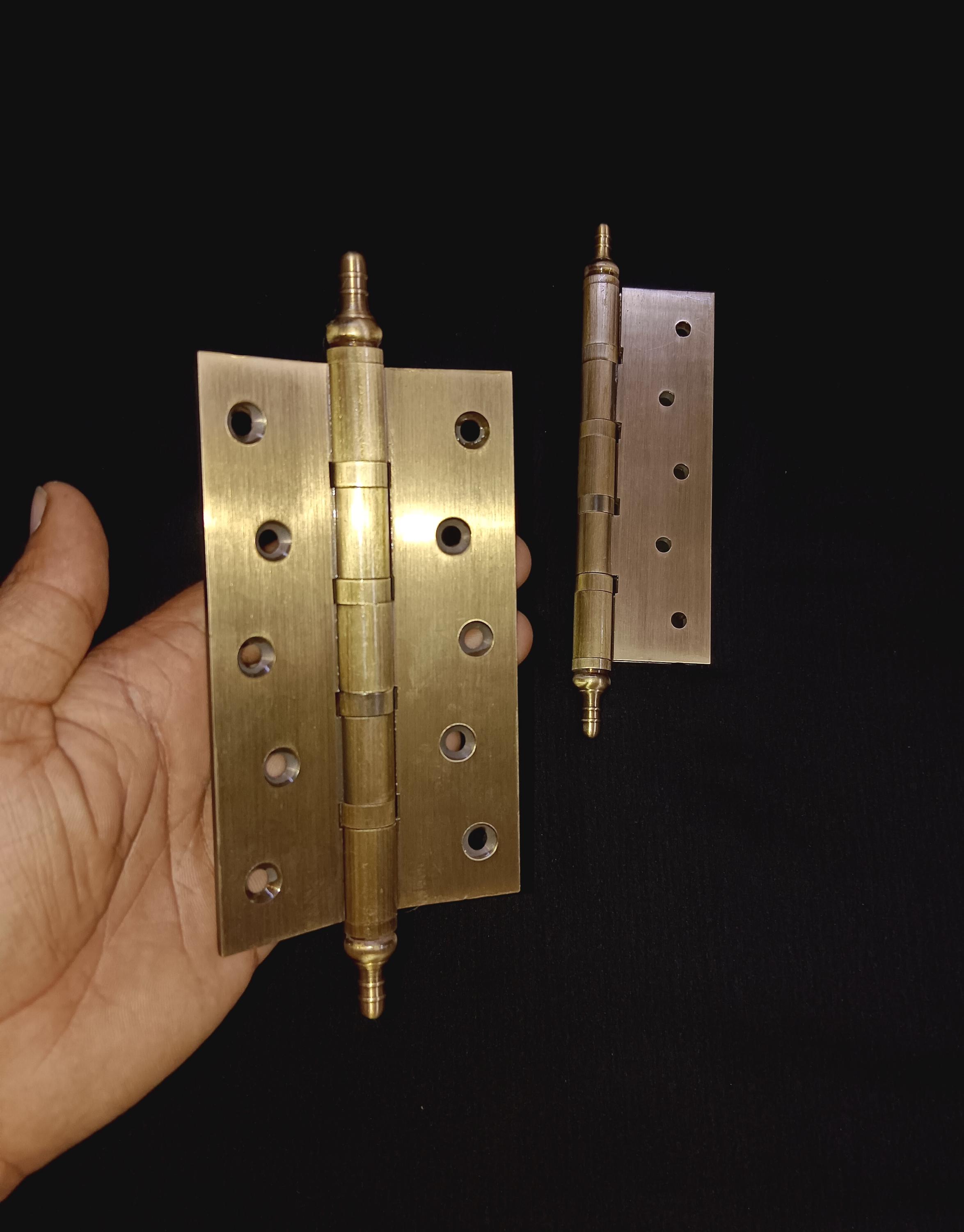 Lacquered Brass Wooden Door Hinges Set of 02 Pieces 7.0'' Inches Crown ...