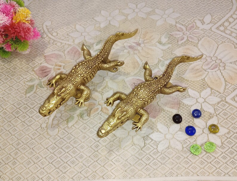 Sea Crocodile Design Main Door Handle Pair | Brass Reptile Alligator ...