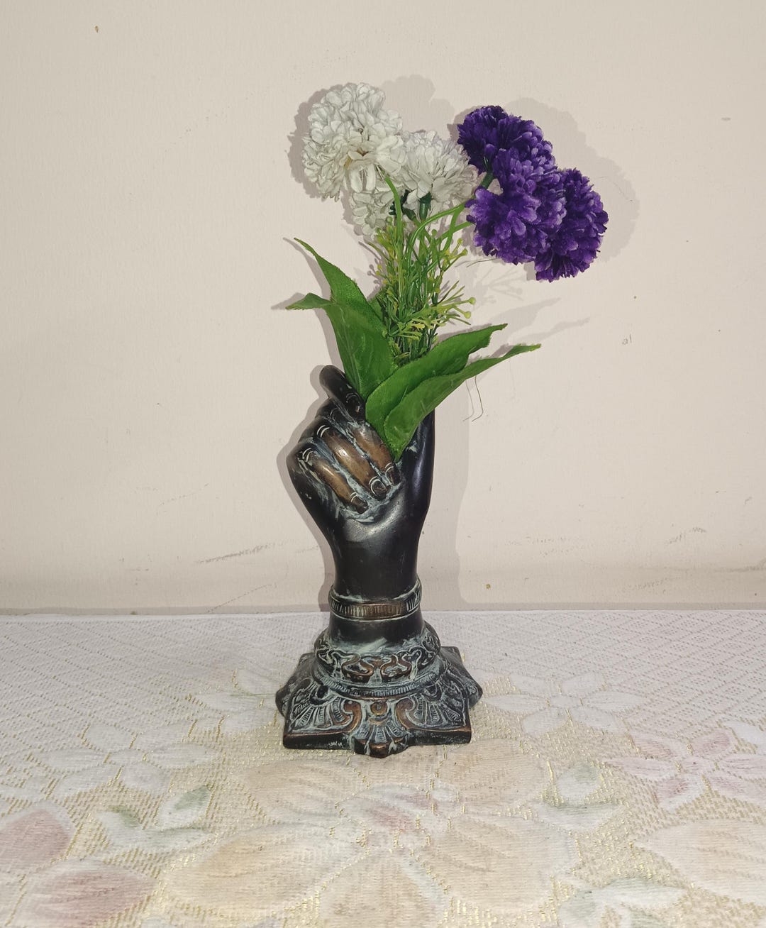 Brass Hand Flower Pot Vase: Royal Queen Desk Organizer - Etsy