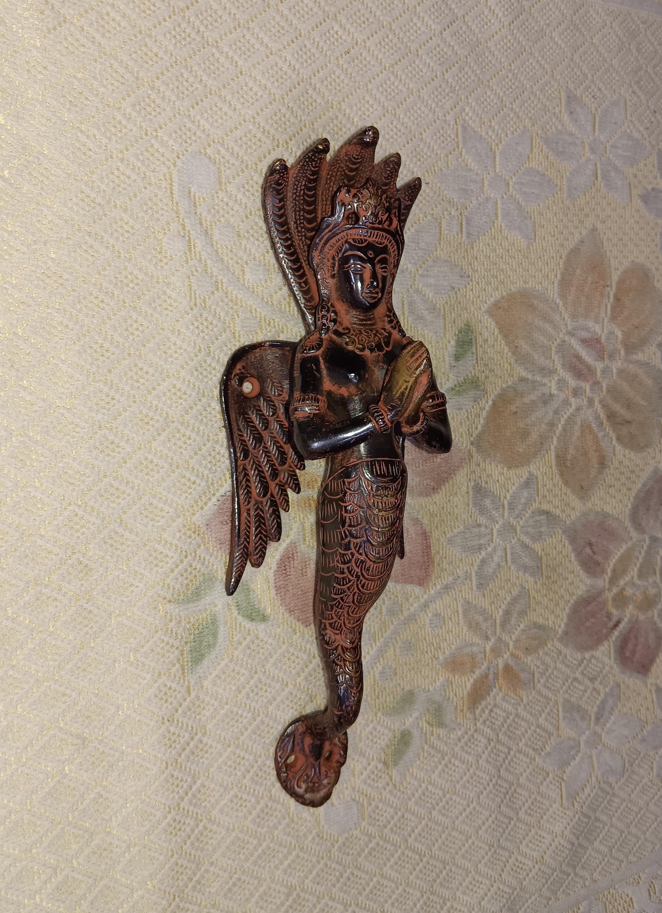 Brass Mermaid Snake Lady Door Handle - Winged Design, 11" - Etsy