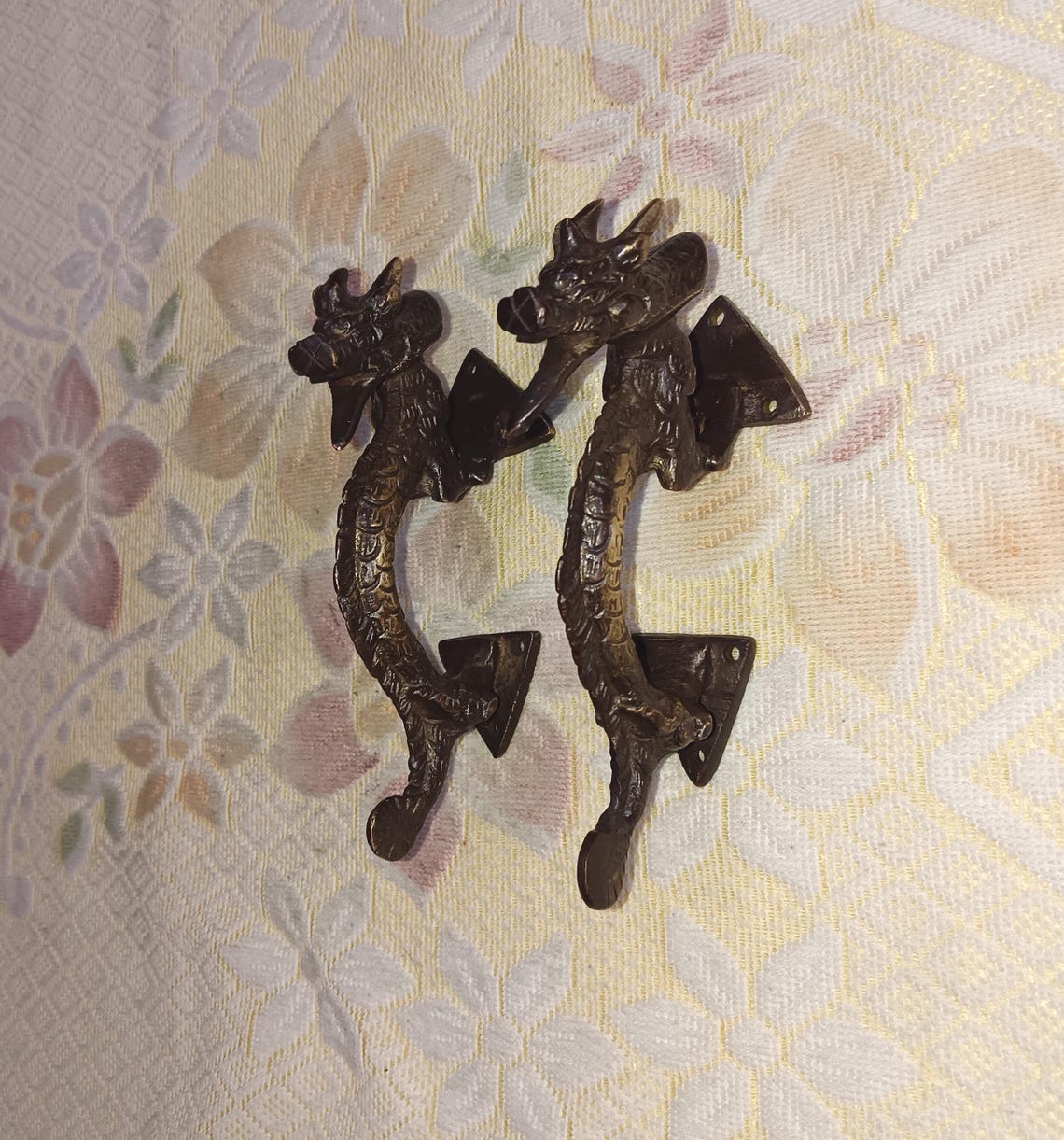 Brass Dragon Cupboard Handle Set: Griffin Creature Door Pulls - Etsy