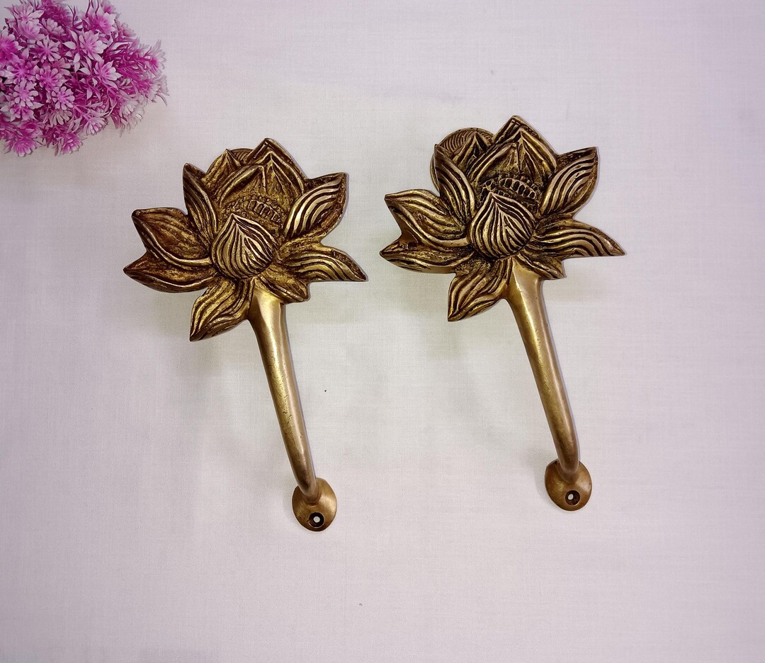 Brass Lotus Flower Cabinet Pulls - Set of 2 - Etsy