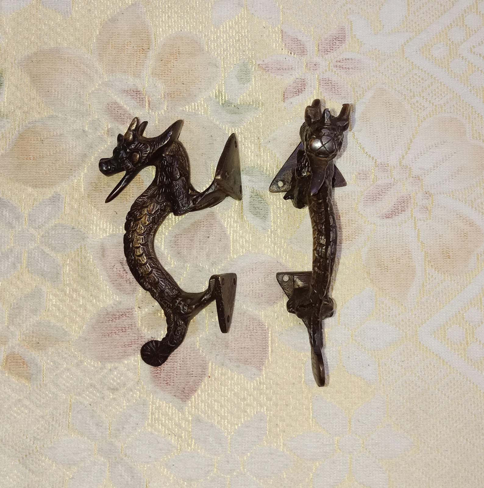 Brass Dragon Cupboard Handle Set: Griffin Creature Door Pulls - Etsy