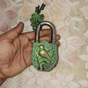 Bird Engraved Safety Door Lock With 02 Keys | Brass Unique Door Padlock ...