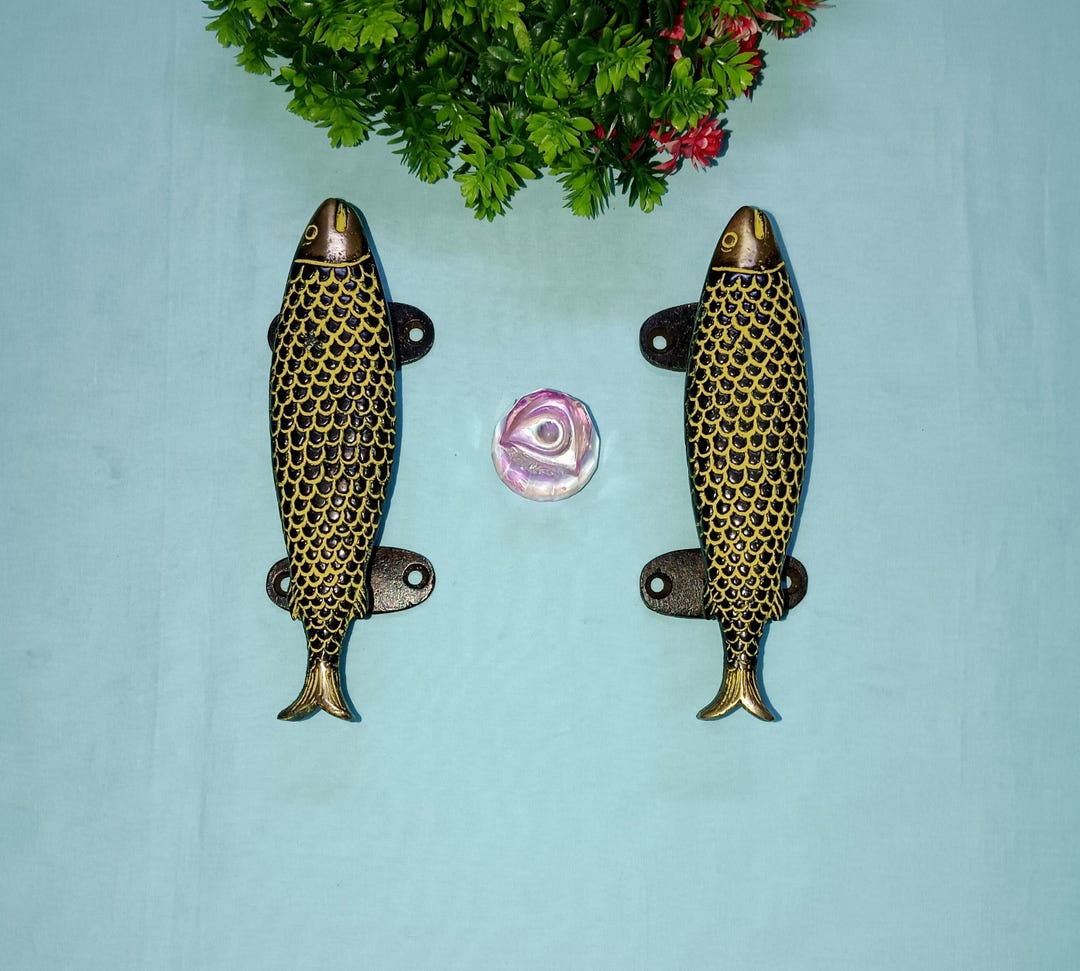 Brass Tuna Fish Cabinet Pulls: Coastal Drawer Knobs, Set of 2 - Etsy