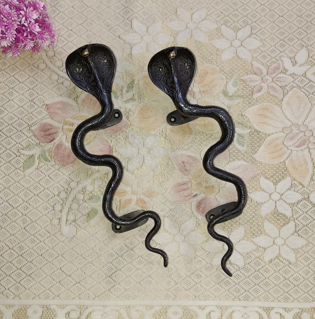 11" Inches Reptile Snake Door Pulls | Brass Python Design Entry Door ...
