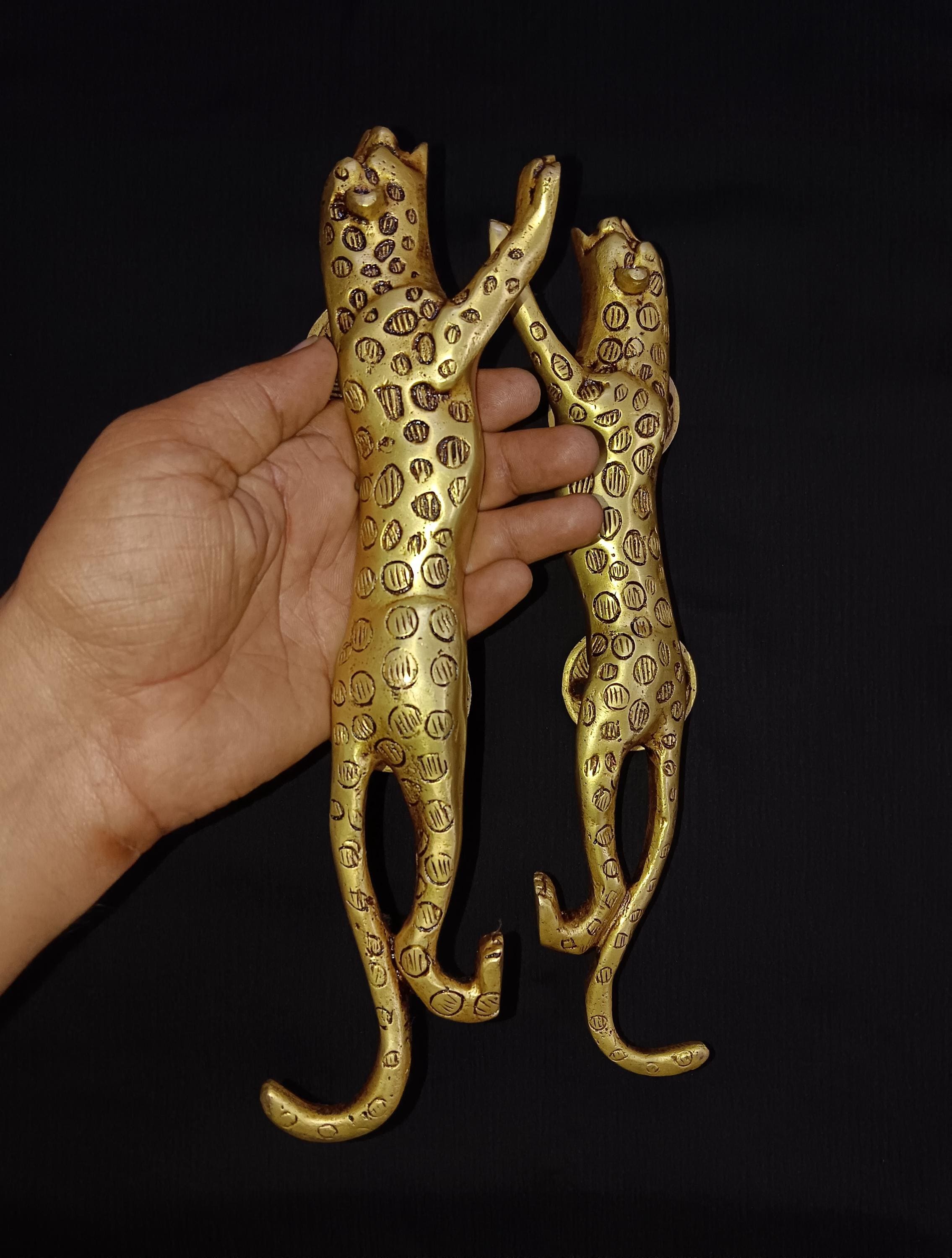 Tiger Round Base Door Puller Set Brass Jaguar Animal Themed Log Cabin ...