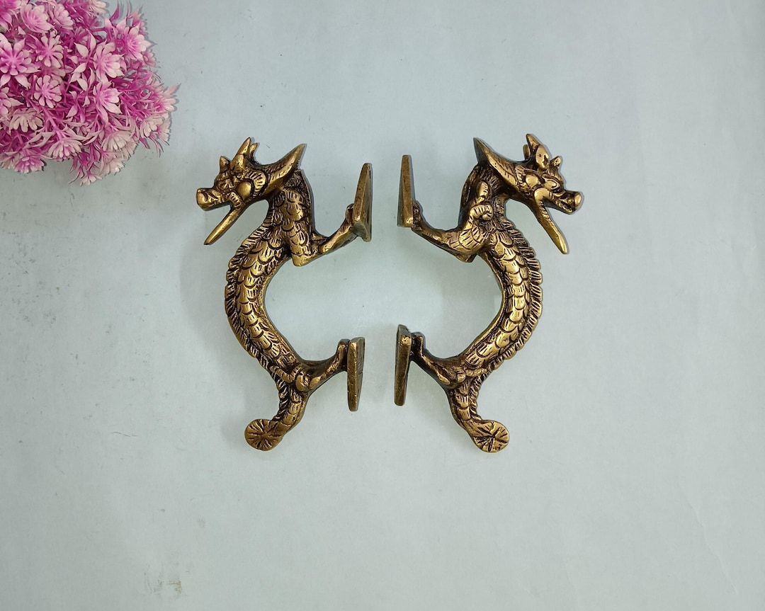 Brass Fire Dragon Shape Door Handle | Brass Chinese Dragon Kitchen ...