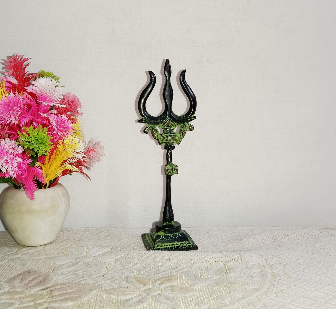 Brass Shiva Table Trident Showpiece | Brass Spiritual Hindu God Trishul - Etsy