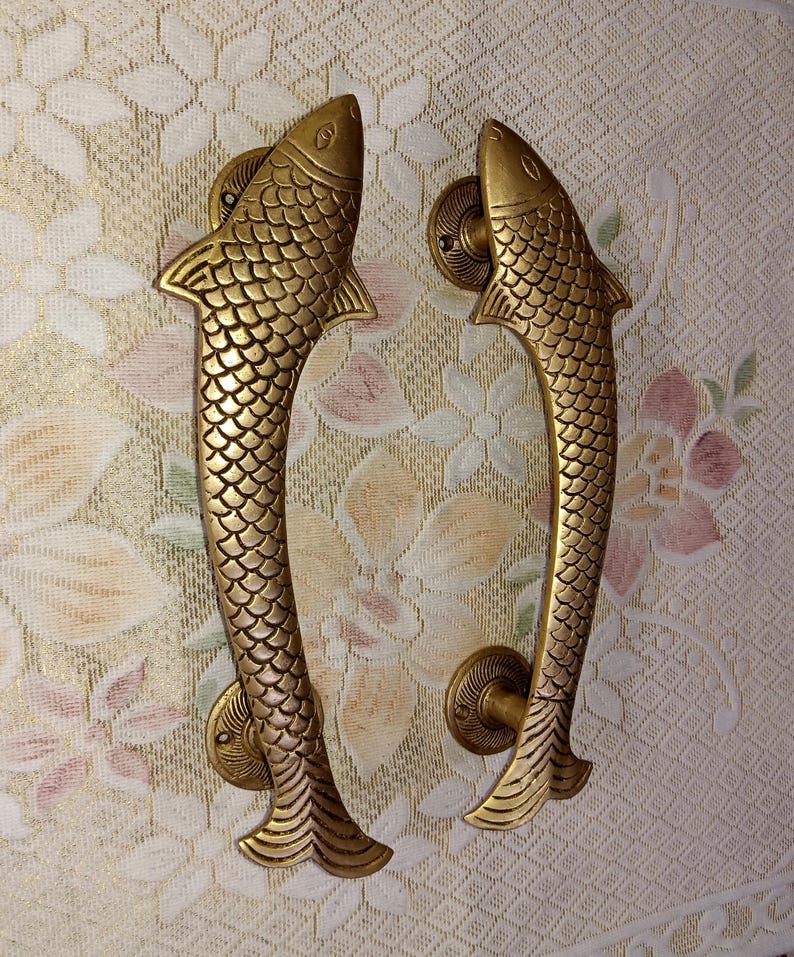 Trout Fish Door Decorative Handle | Brass Nautical Themed Curved Fish ...