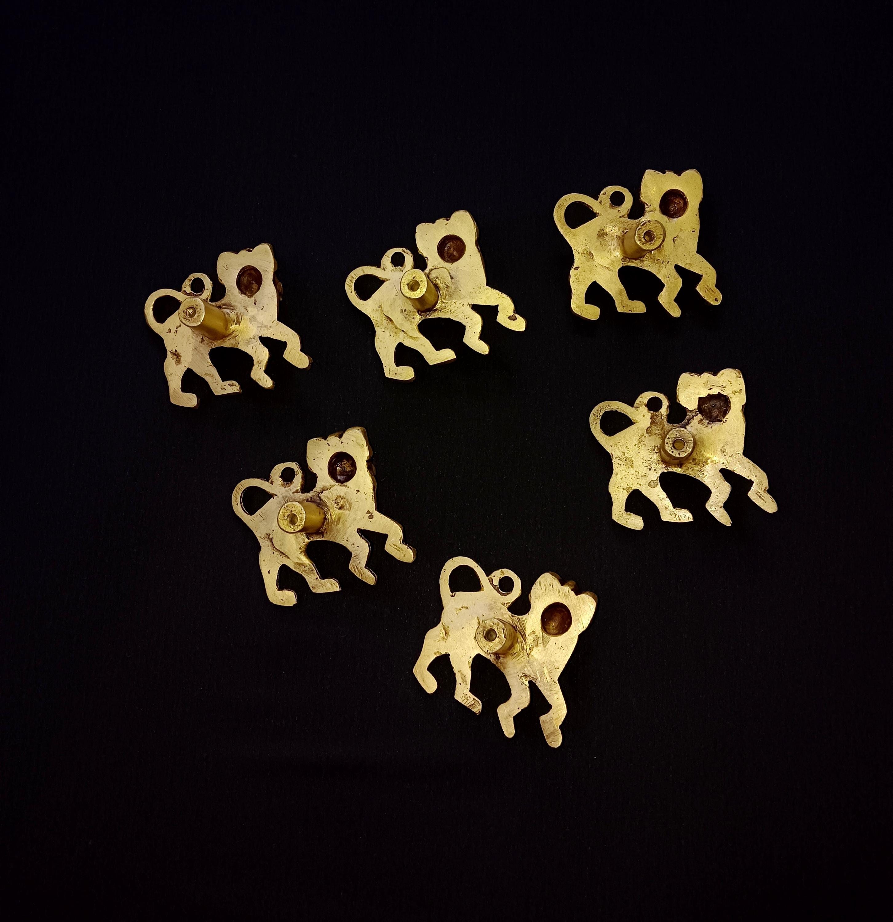 Brass Mythological Yali Lion Shape Dressing Drawer Knob | Set of 06 ...