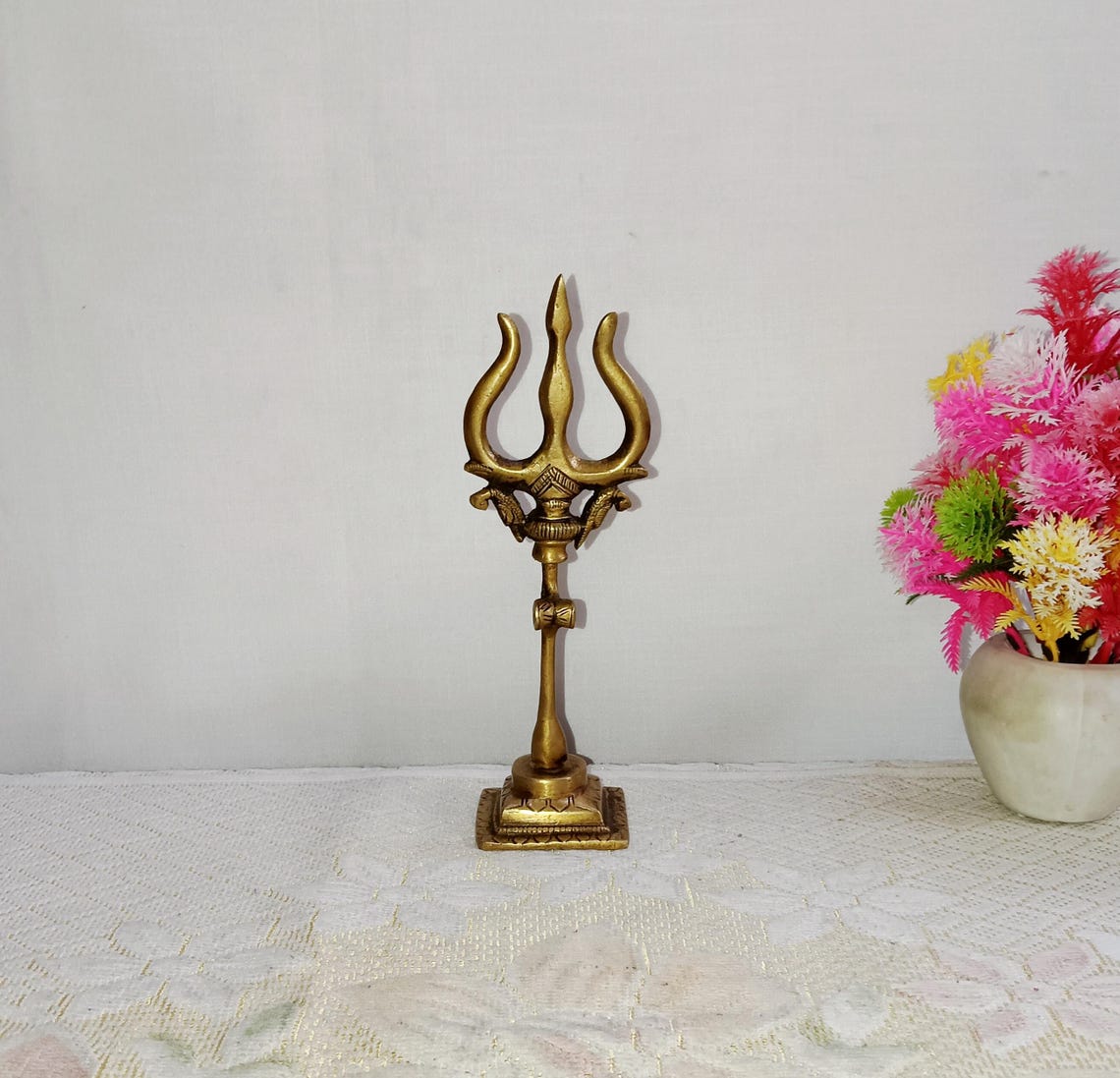 Brass Mini Shiva Trident: Table Trishul for Worship - Etsy