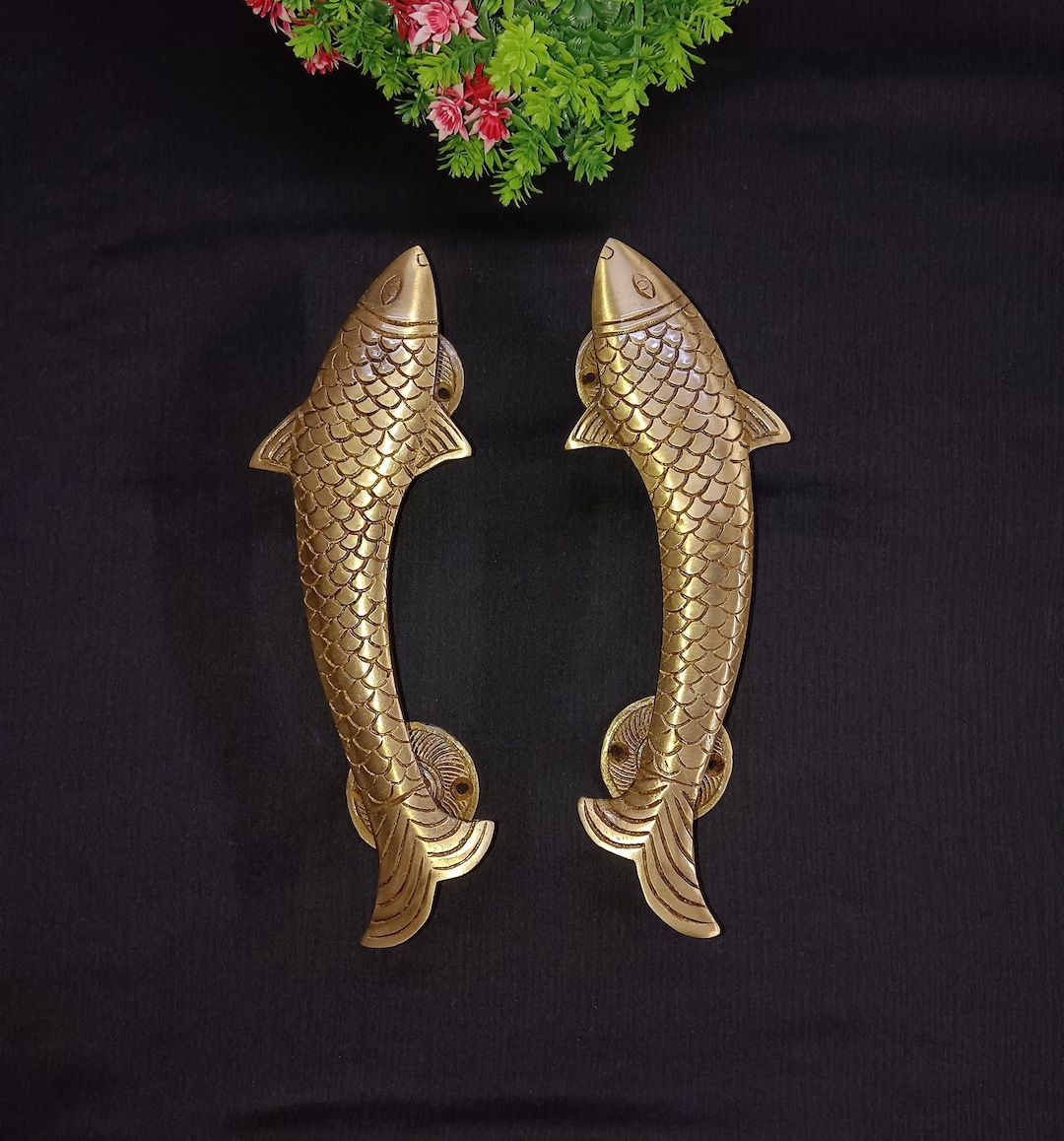 Lacquered Brass Fish Door Pull Set: 9.5" Interior Hardware - Etsy