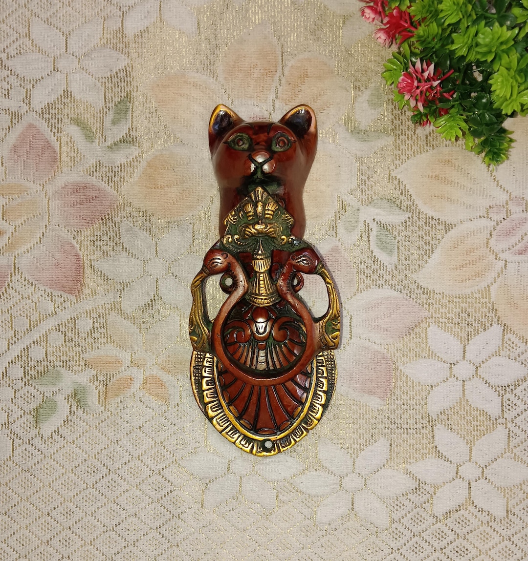 Bobcat Design Main Doorbell | Brass Animal Themed Bedroom Door Knocker ...