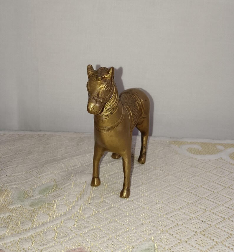 Stallion Horse Statue Shelves Decor | Brass Saddle Pony Horse Sculpture ...