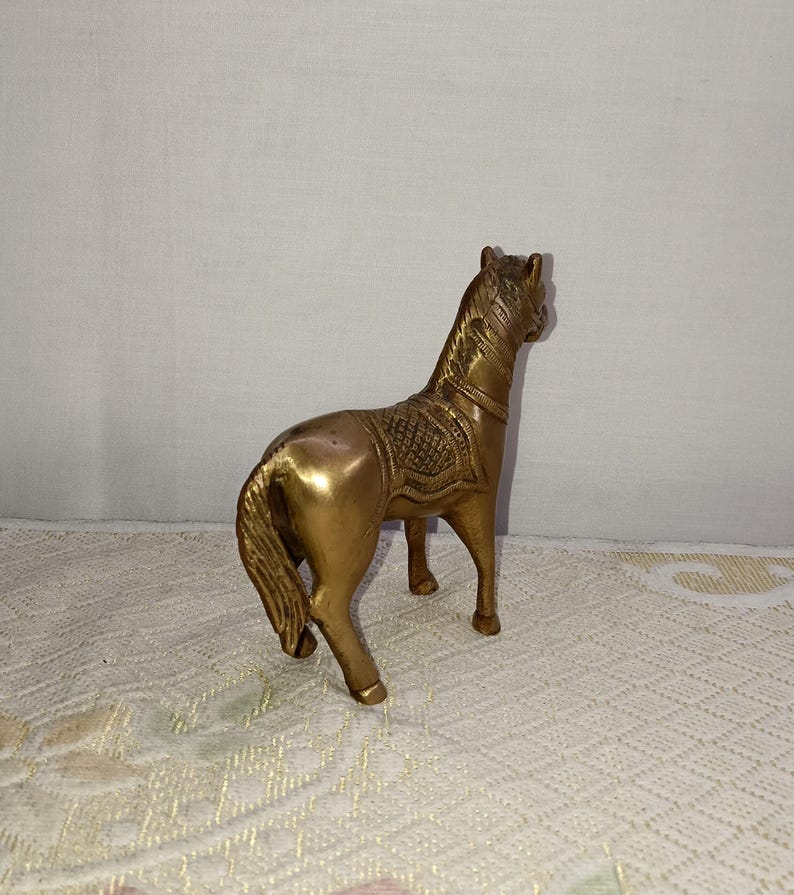 Stallion Horse Statue Shelves Decor | Brass Saddle Pony Horse Sculpture ...