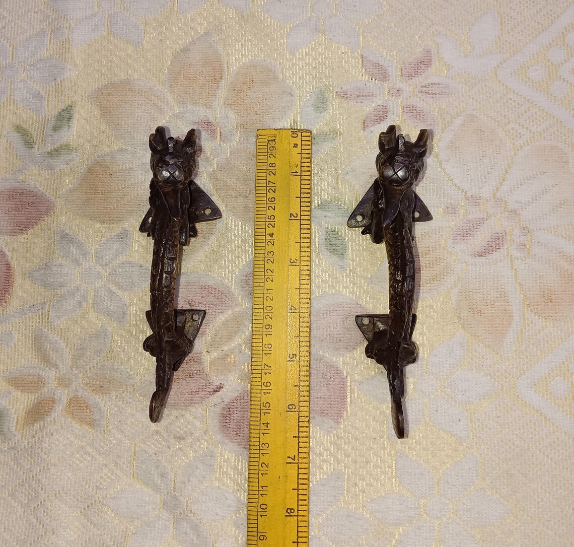Brass Dragon Cupboard Handle Set: Griffin Creature Door Pulls - Etsy