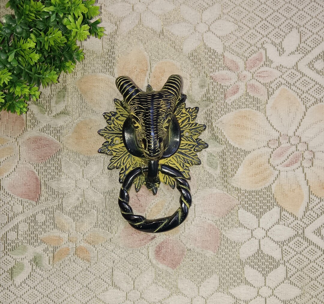 Brass Sheep Head Door Knocker: Rustic Door Hanging - Etsy