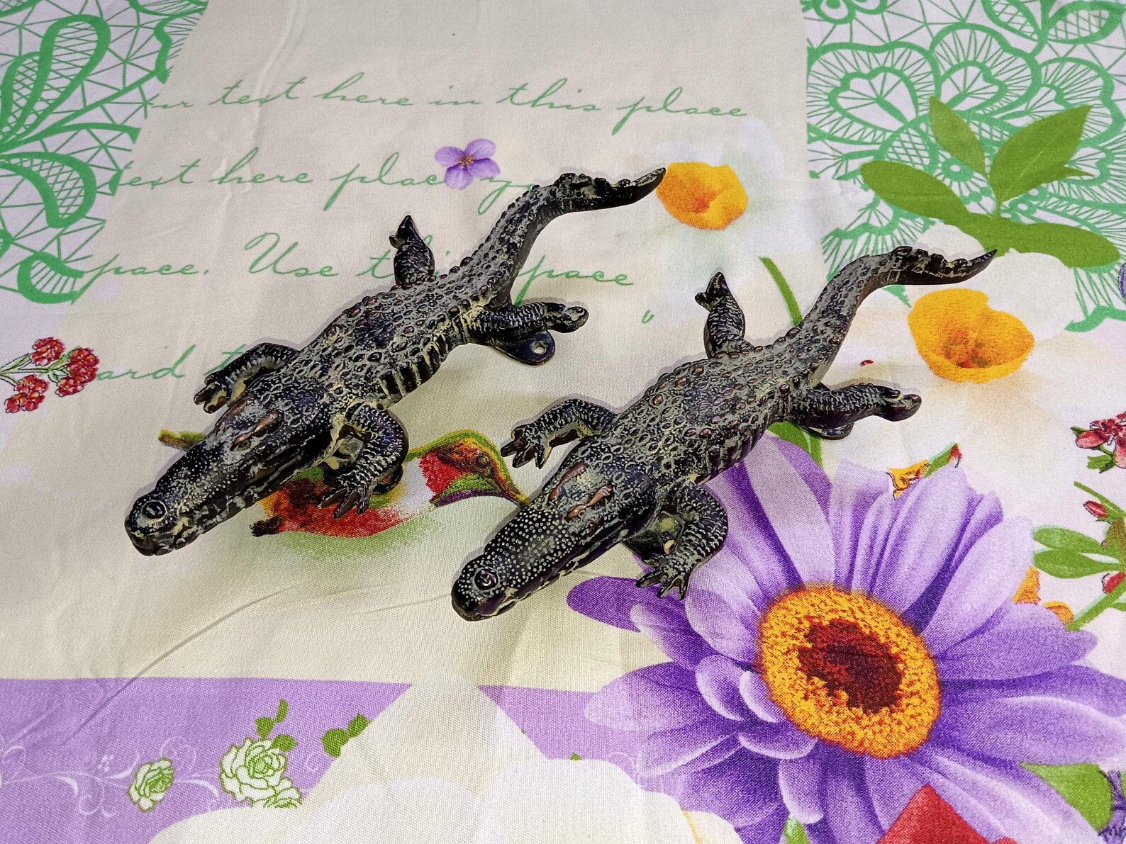 Saltwater Crocodile Door Hardware Handle Set | Brass Alligator Theme ...