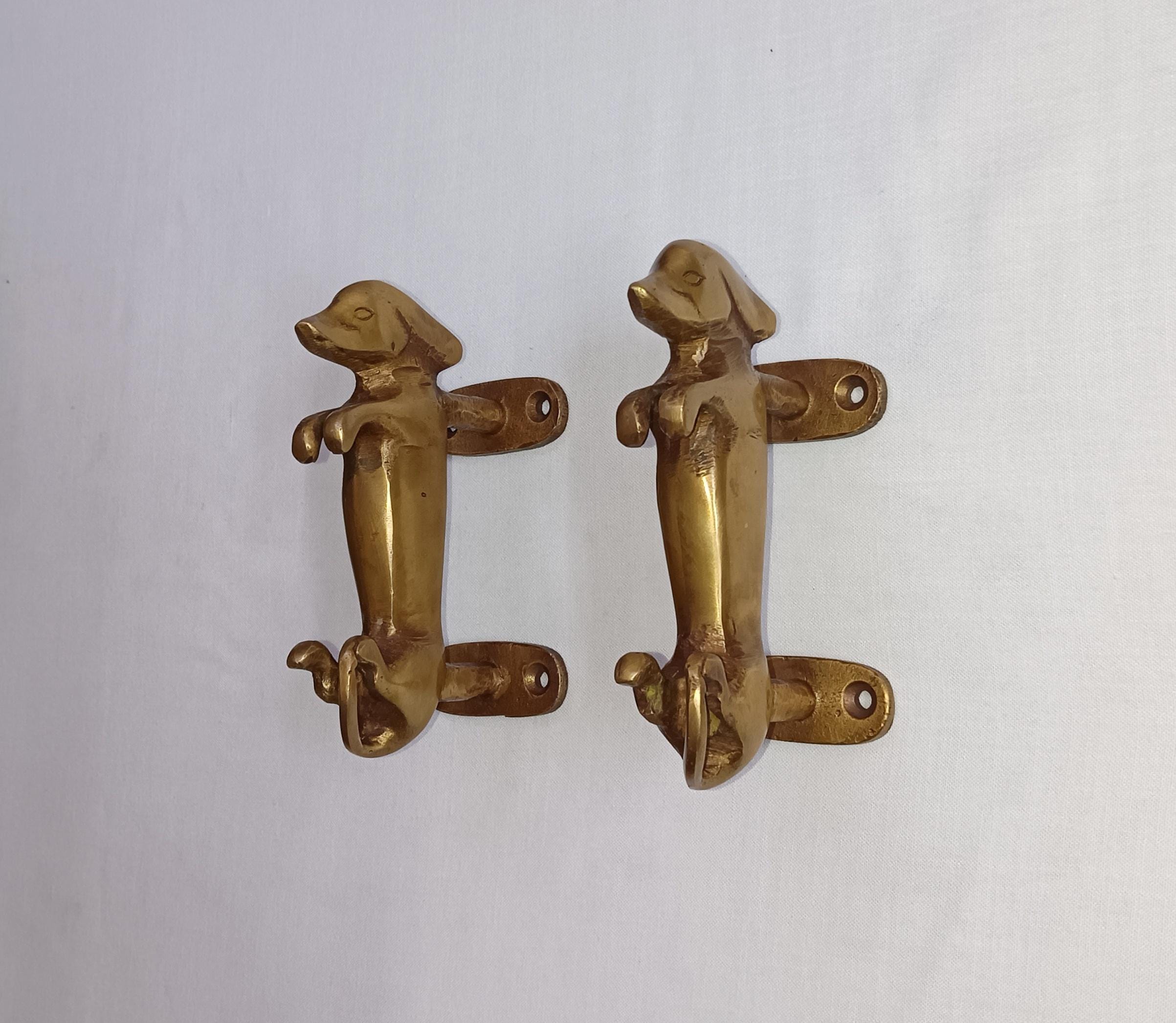Brass Dog Shape Kitchen Cabinet Handle | Brass Puppy Door Pull | Set of ...