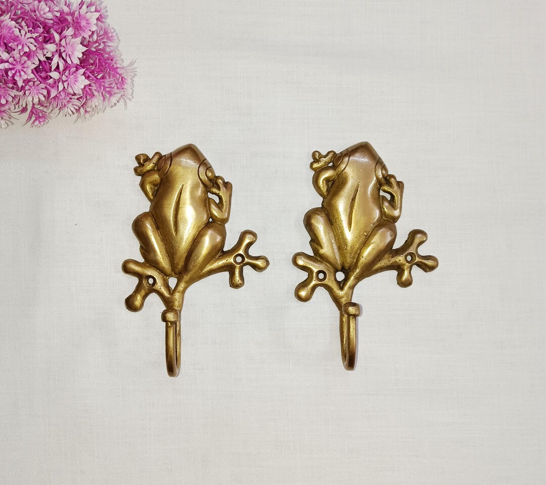 Frog Engraved Kitchen Wall Hanger Set of 02 Pieces | Brass Bull Frog ...