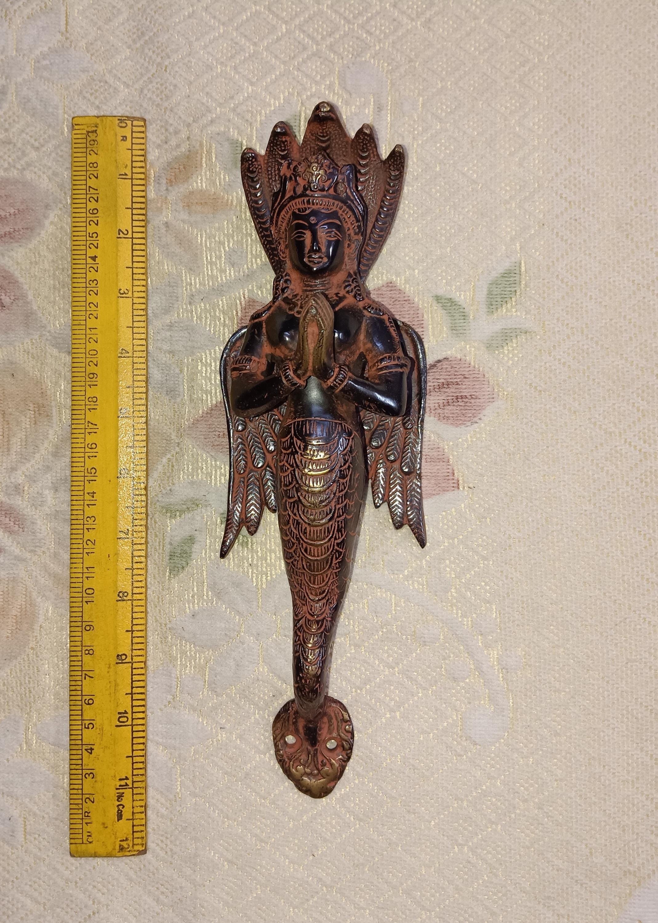 Brass Mermaid Snake Lady Door Handle - Winged Design, 11" - Etsy