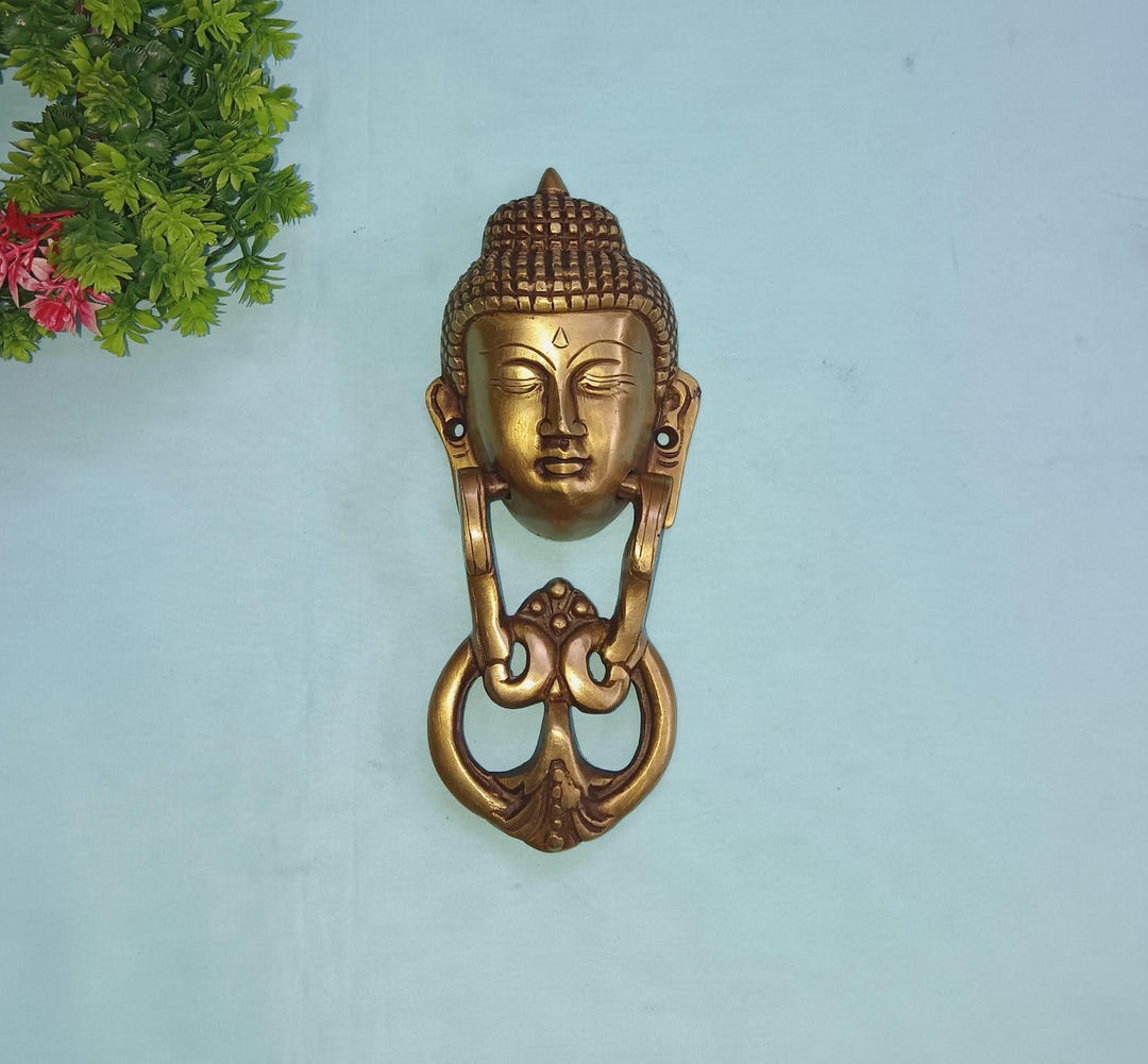 Brass Meditating Buddha Face Shape Door Mounting Knocker - Etsy