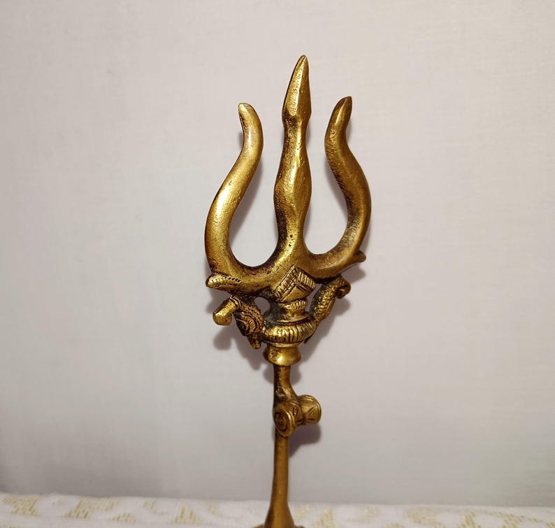 Brass Mini Shiva Trident: Table Trishul for Worship - Etsy