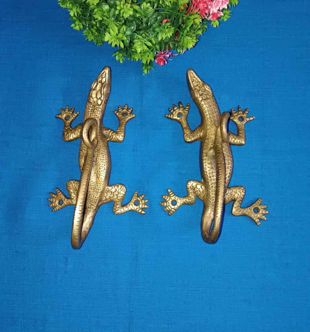 Komodo Dragon Design Door Handle Pair | Brass Big Lizard Inspired Door ...