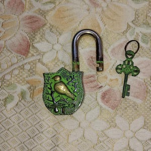 Bird Engraved Safety Door Lock With 02 Keys Brass Unique Door Padlock ...