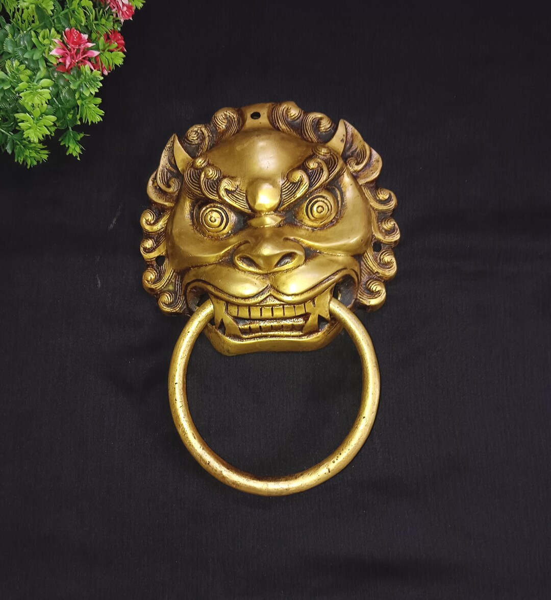Spooky Beast Face Door Hardware Knocker | Brass Scary Creatures Themed ...